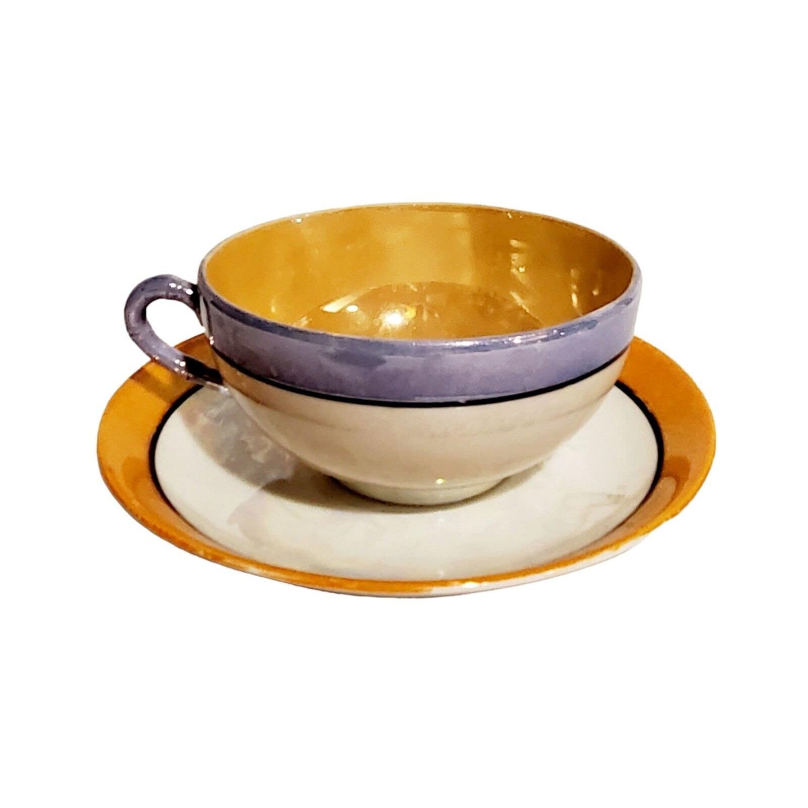 Takito Vintage Lusterware Hand Painted Orange Poppies Tea Cup Saucer ...