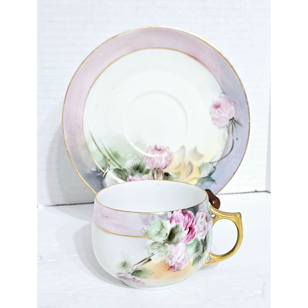 Antique Porzellanfabrik Wehinger Hand Painted Pink Clover Austrian Tea ...