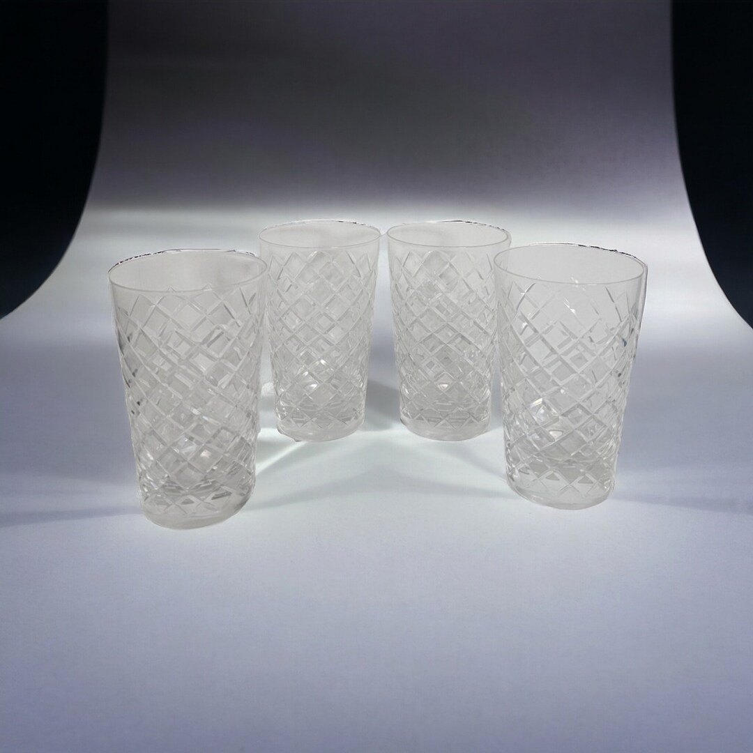 Vintage Seneca Crystal Diamond Pattern 9 Oz Flat Tumblers Set of 4 - Etsy
