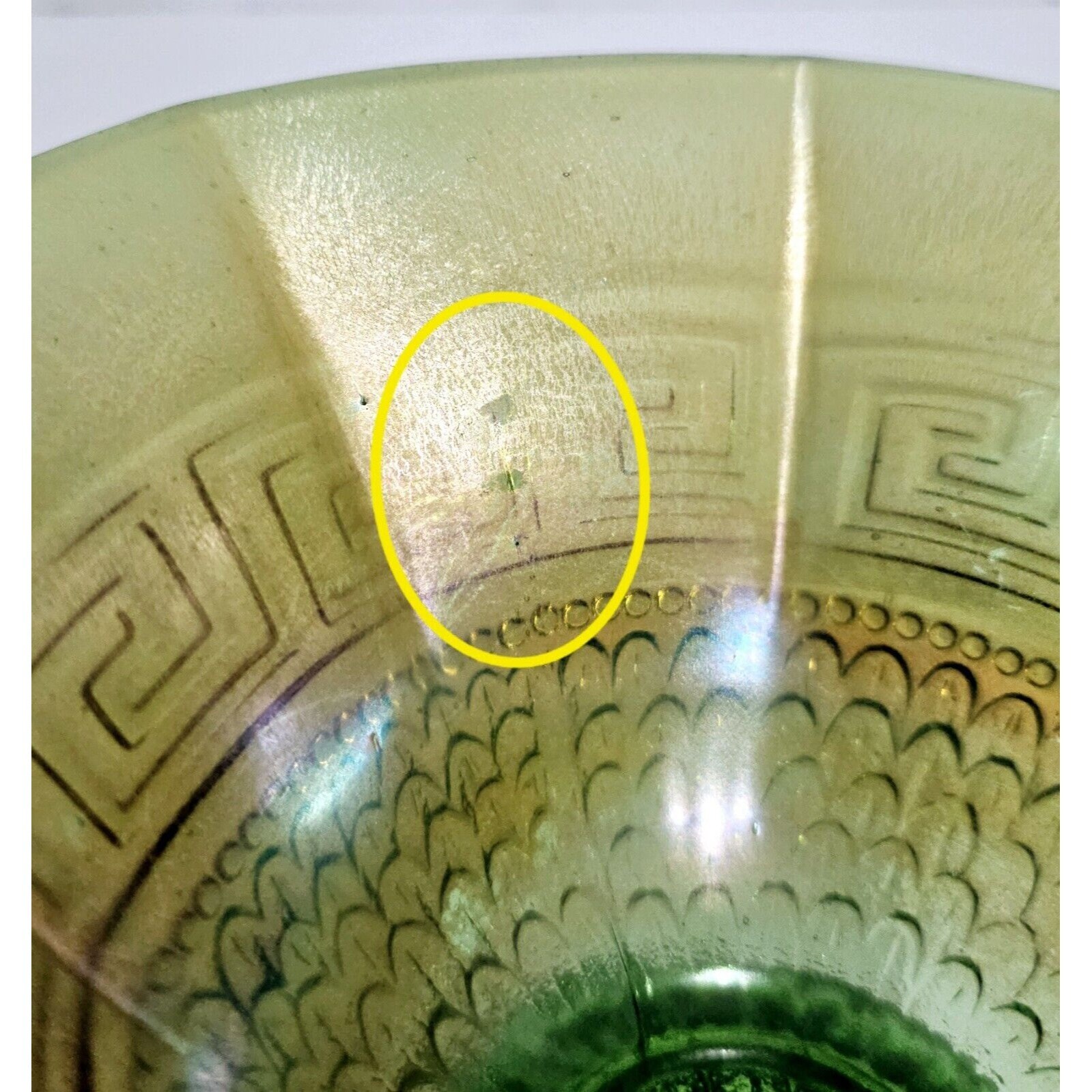 Vintage Northwood EAPG Greek Key Scales Green Carnival Glass Footed ...