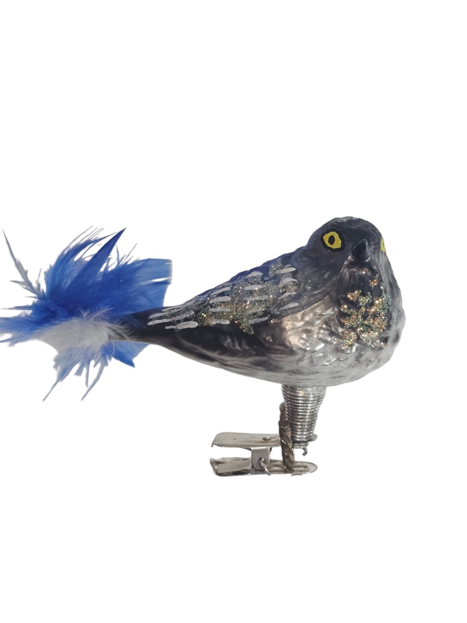 Hand Blown Blue Bird Vintage Christmas Ornament Feather Tail Clip On - Etsy