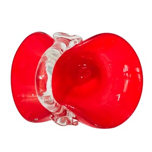 Bright Red Art Glass Hand Blown Basket With Clear Handle and Base ...