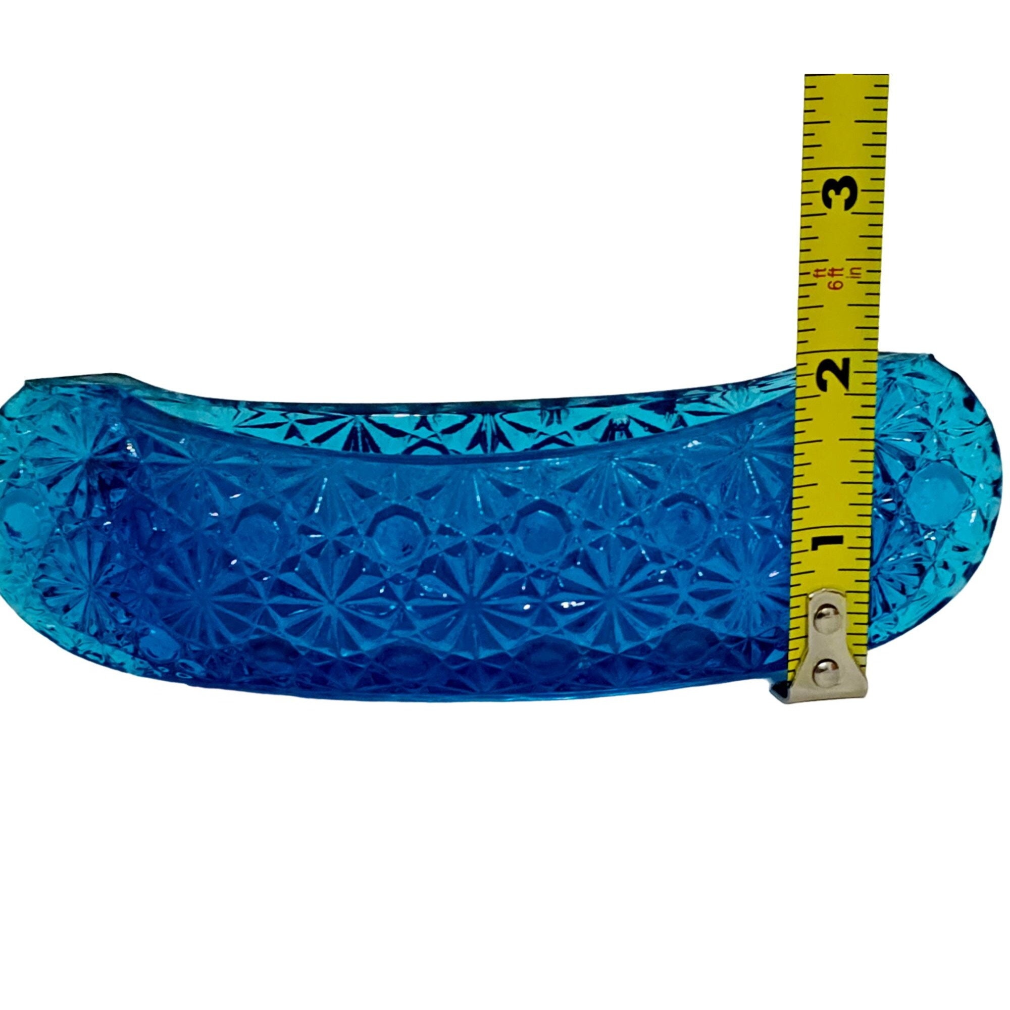 Vintage LE Smith Glass Co Daisy and Button Canoe Blue 6 Inch - Etsy