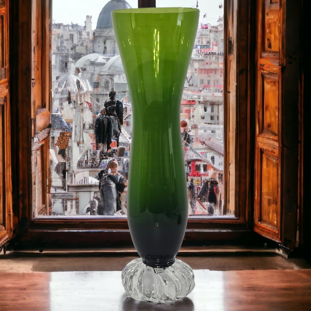 Vintage Green Art Glass Bud Vase by SEDA Sweden 9 in Tall - Etsy