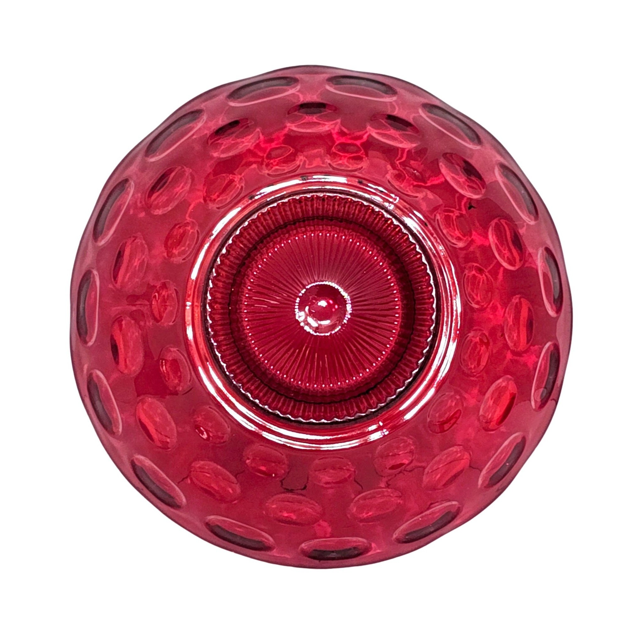 Vintage Imperial Glass Co Thumbprint Footed Bowl Ruby Red - Etsy