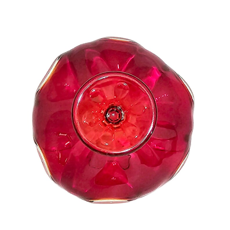 Mid Century Modern Atomic Viking Glass Ruby Red Amberina 7" Footed 6 ...