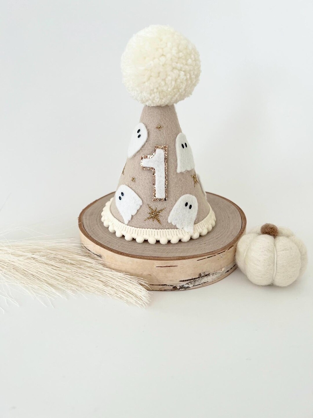 Boho Spooky Party Hat, Ghost Party Hat, Natural Hat, Halloween, 1st ...
