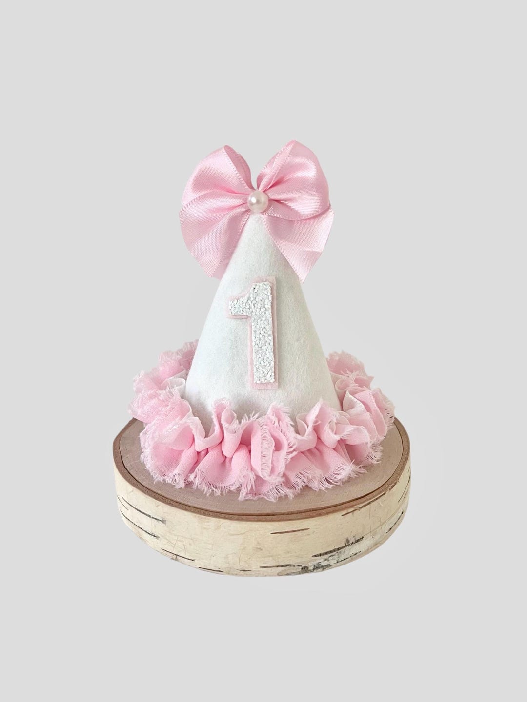 Pink Bow Ruffle Party Hat, Girl 1st Birthday Ruffle Hat, Princess Hat ...