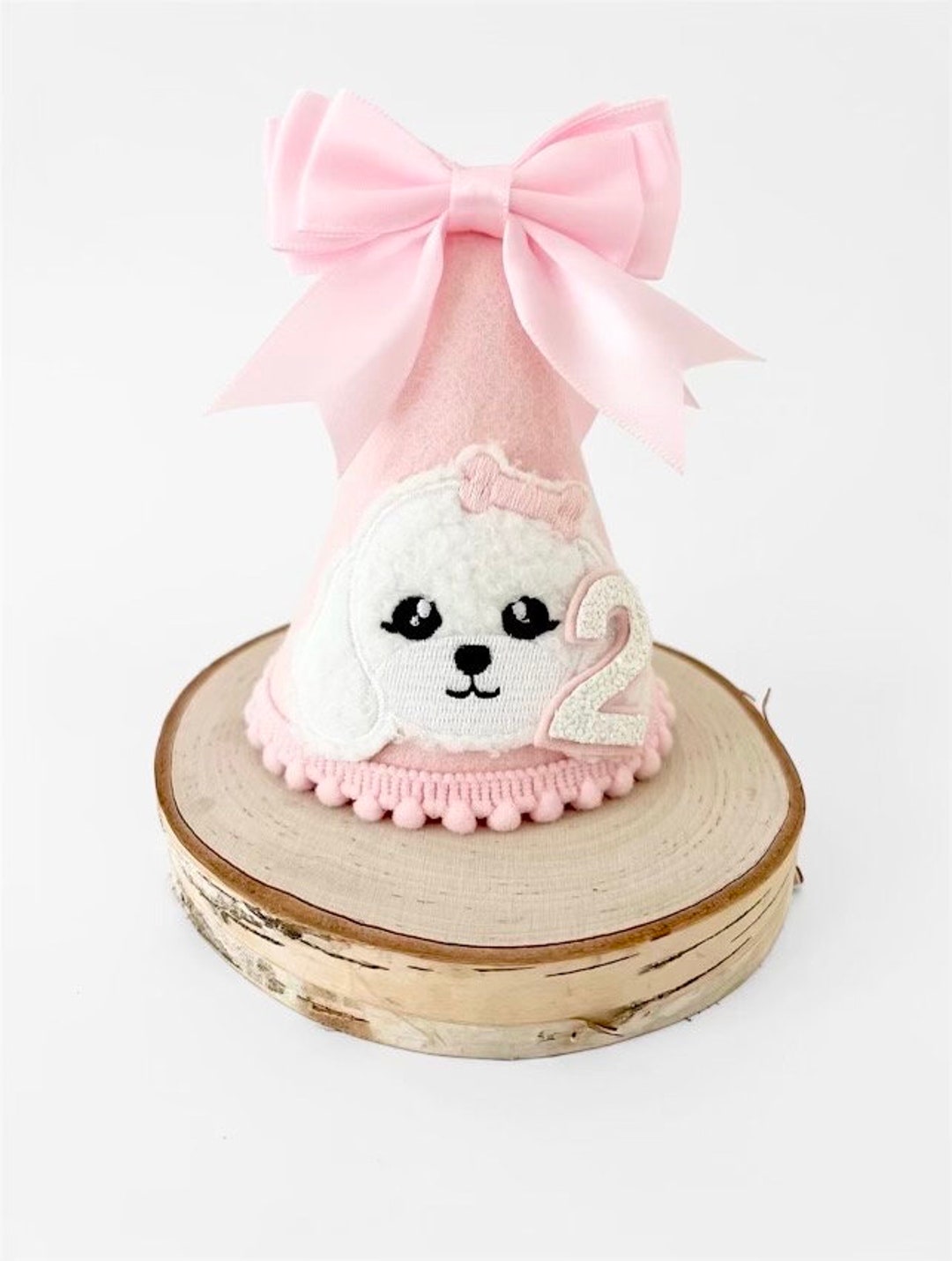 Pink Puppy Party Hat, Puppy Bow Party Hat, Pet Party Hat, Girl Puppy ...
