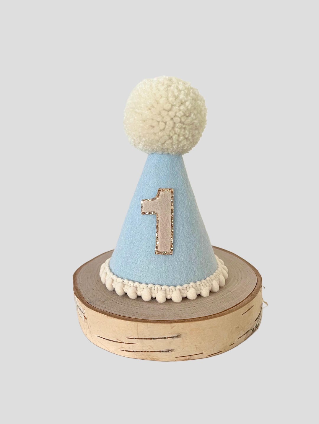 Blue/beige Felt Birthday Party Hat, Boy Blue Party Hat, 1st Birthday ...