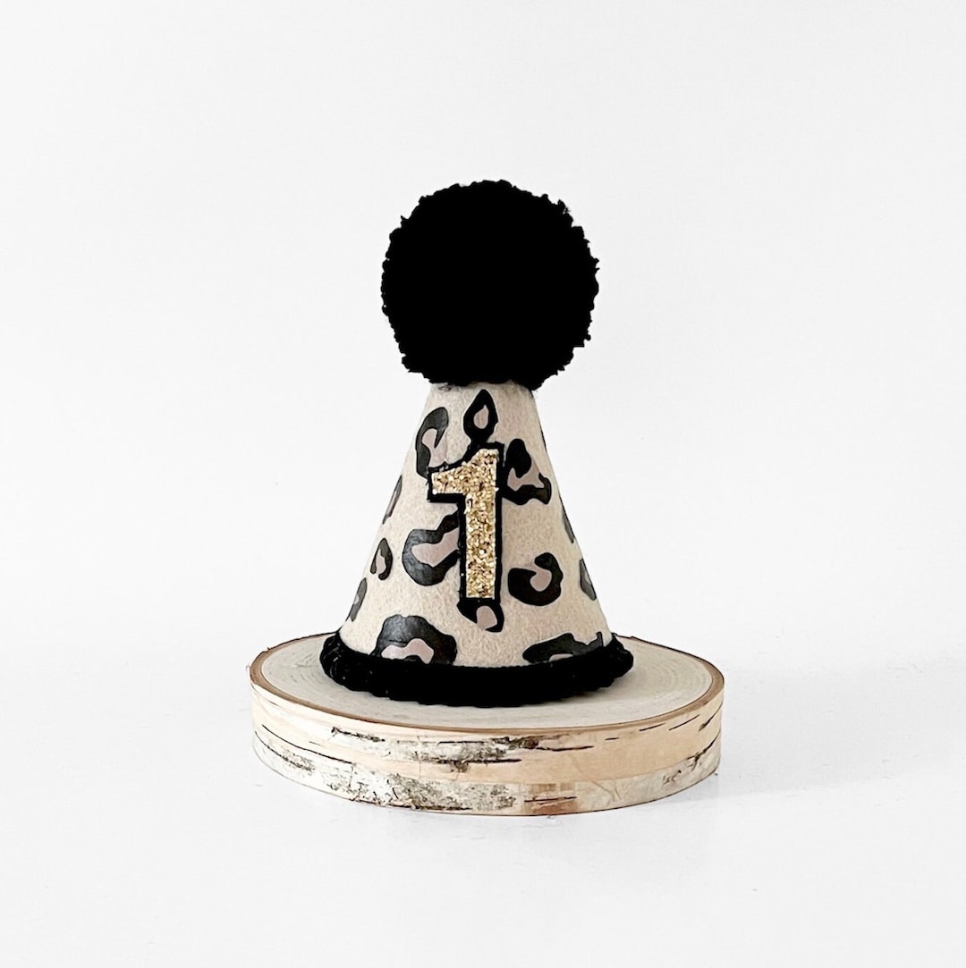 Black/beige Leopard Print Party Hat, Leopard Hat, Leopard Them Hat ...