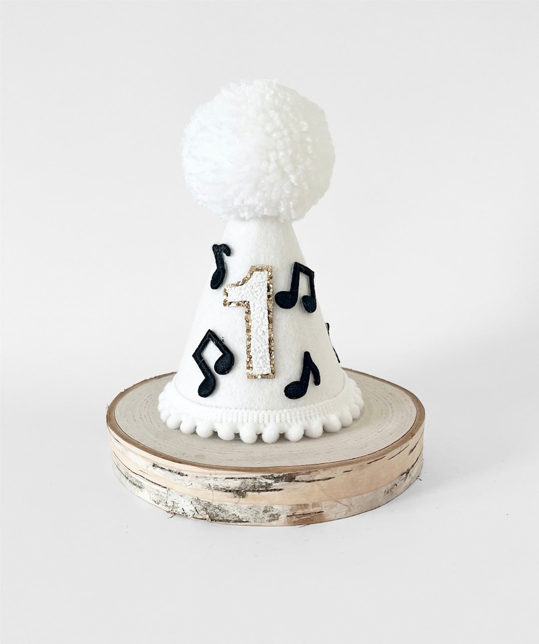 White/black Music Notes Party Hat, Music Notes Birthday Hat, Music ...