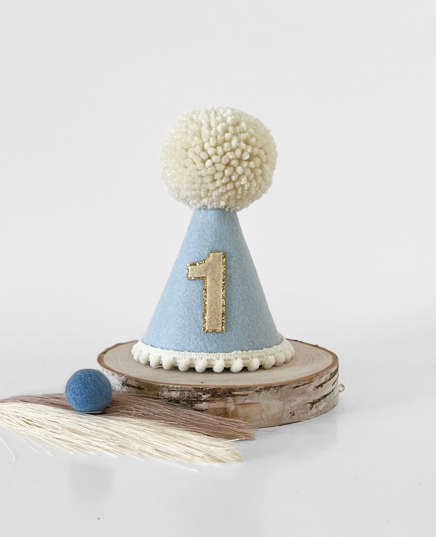 Blue/beige Felt Birthday Party Hat Boy Blue Party Hat 1st - Etsy