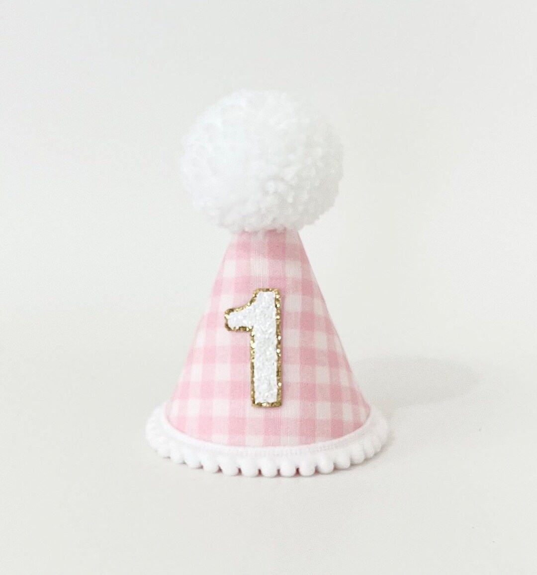 Baby Pink Gingham Party Hat || Pink Gingham Hat || 1st Birthday|| Girl ...