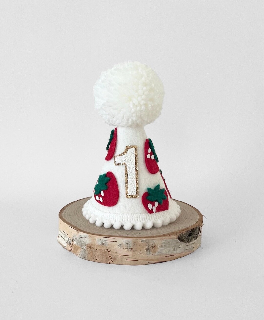 White/red Strawberry Theme Party Hat, Berry Birthday, 1st Birthday ...