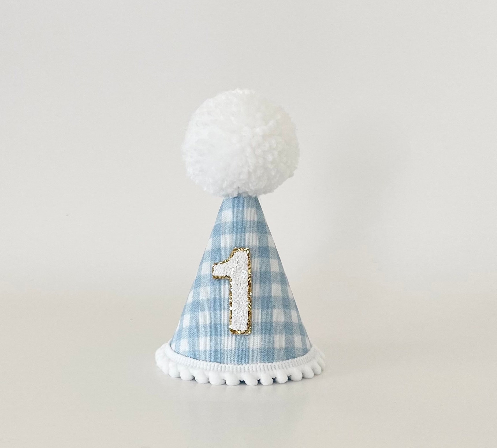 Baby Blue Gingham 1st Birthday Party Hat Gingham Party Hat - Etsy