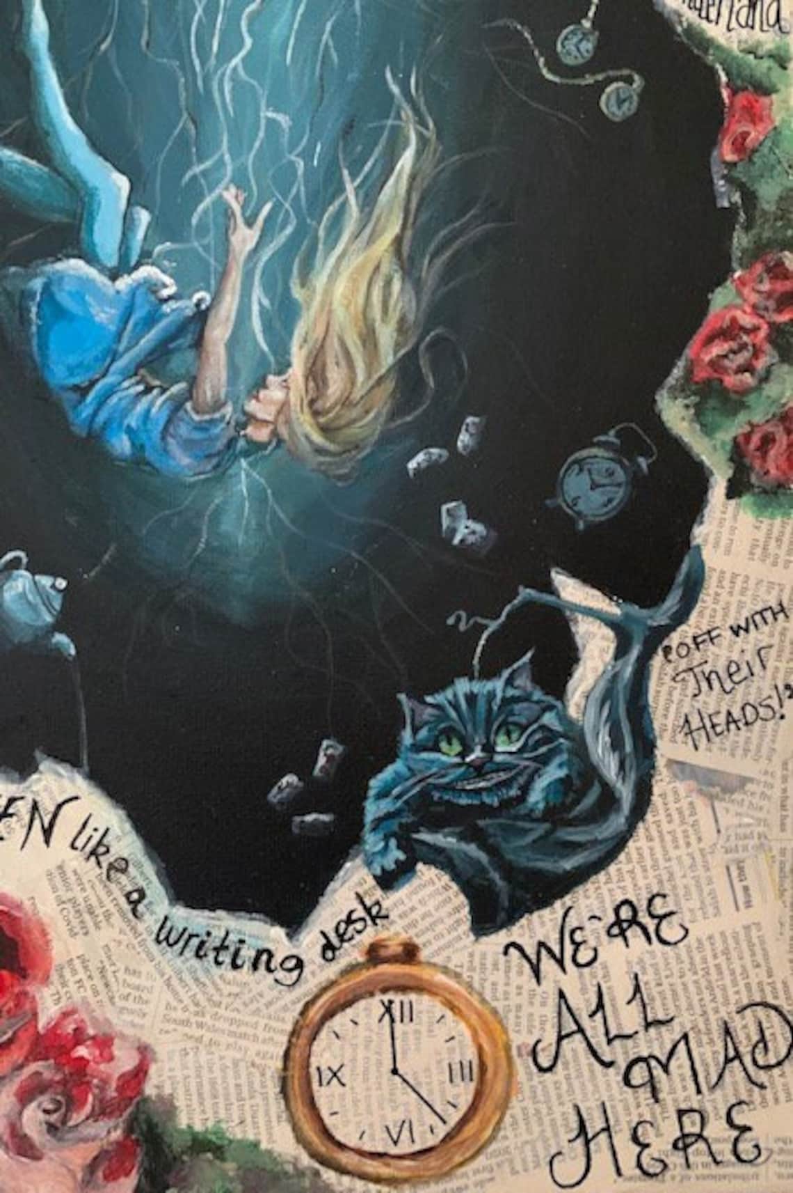 Alice Falling Down the Rabbit Hole Painting - Etsy