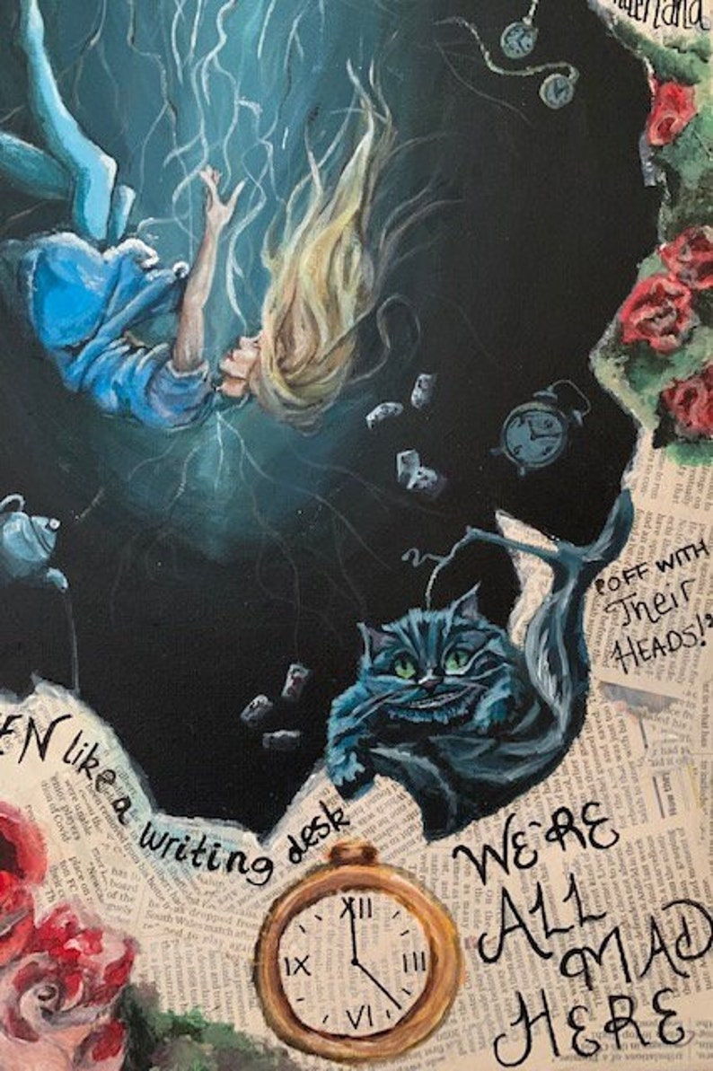 Alice Falling Down the Rabbit Hole Painting - Etsy