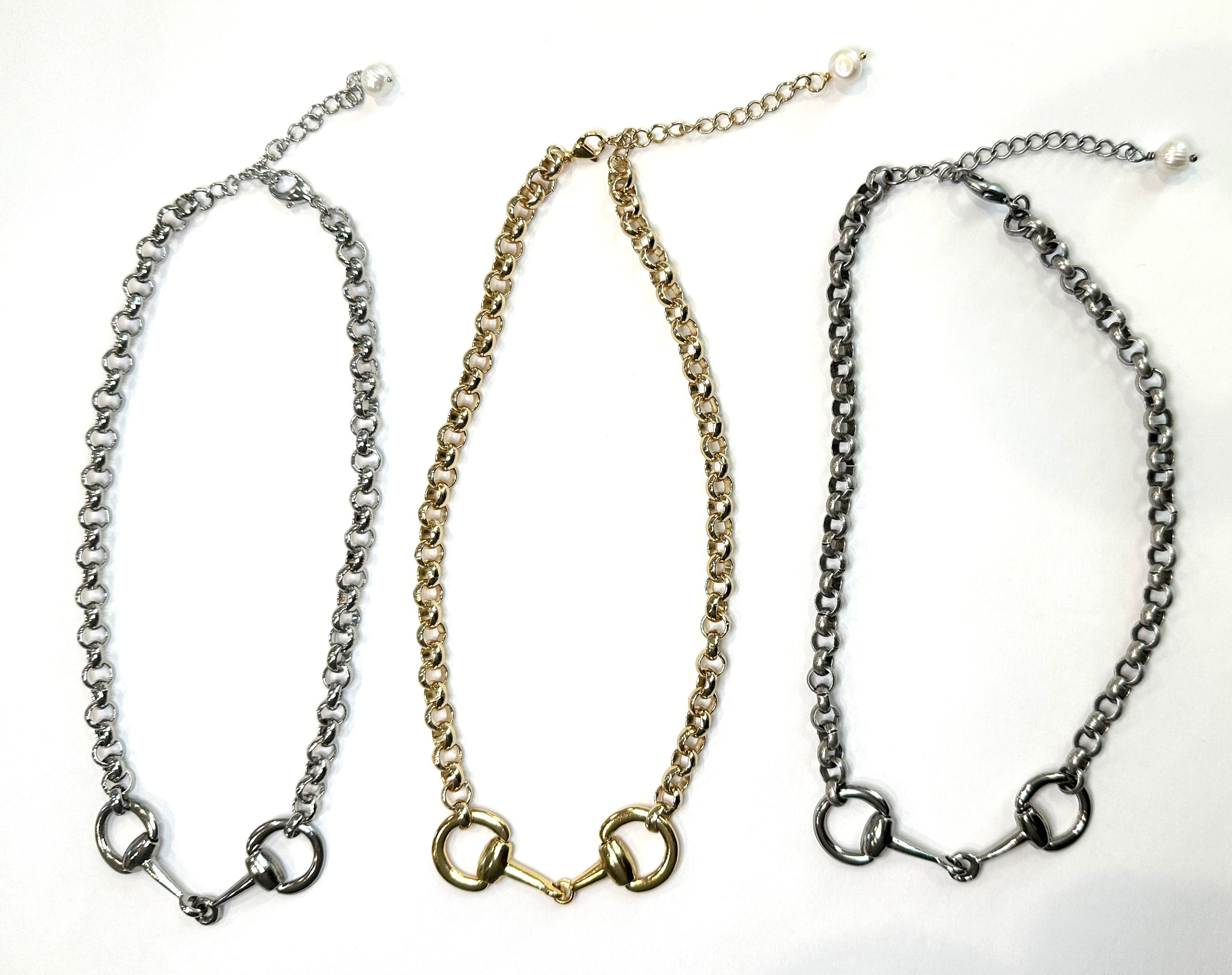 Equestrian Horse Snaffle Bit Shiny Silver Rollo Chain Necklace - Etsy