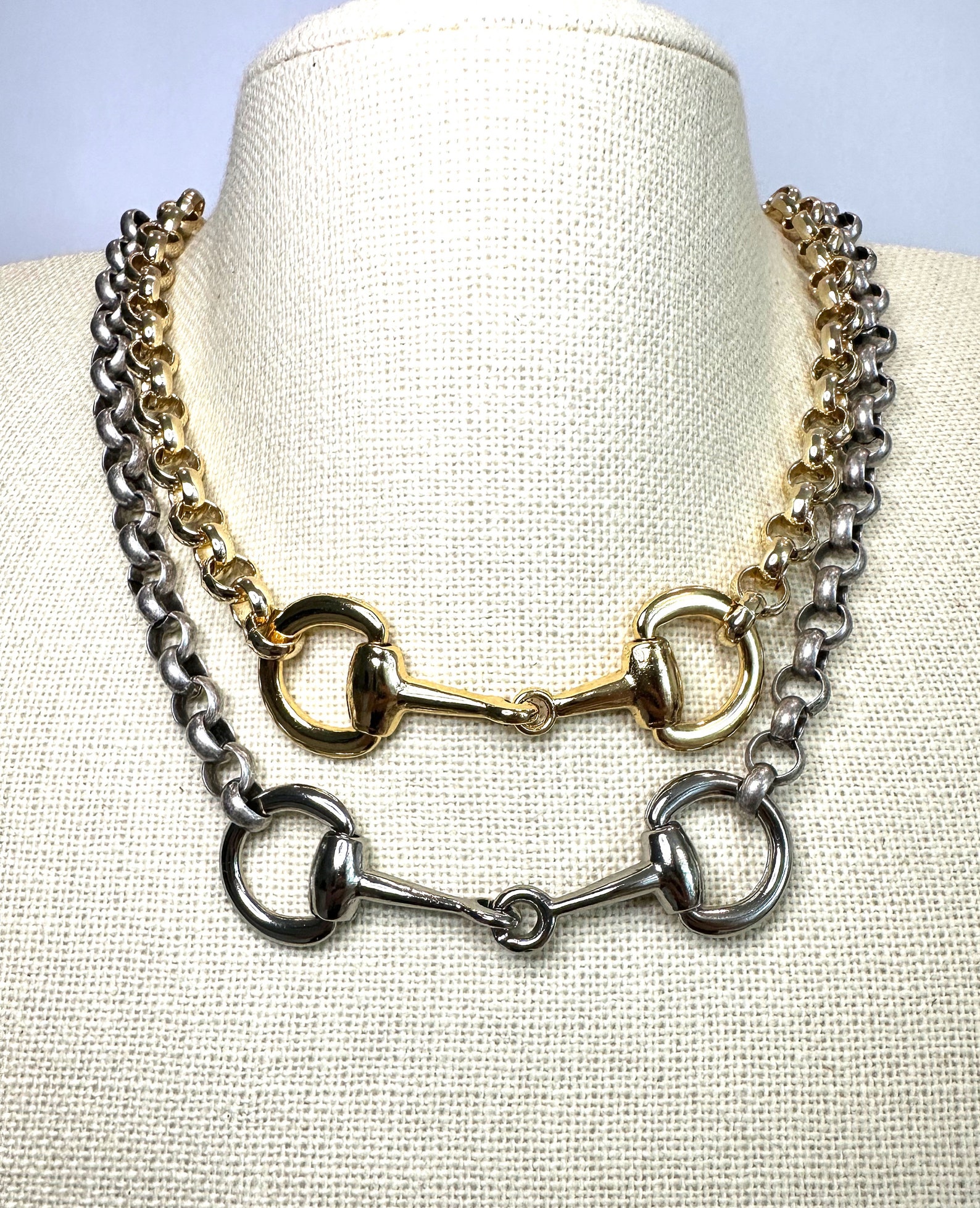 Equestrian Horse Snaffle Bit Shiny Gold Rolo Chain Necklace - Etsy