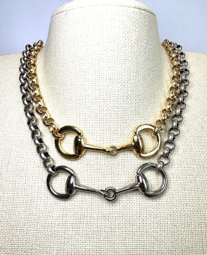 Equestrian Horse Snaffle Bit Shiny Silver Rollo Chain Necklace - Etsy
