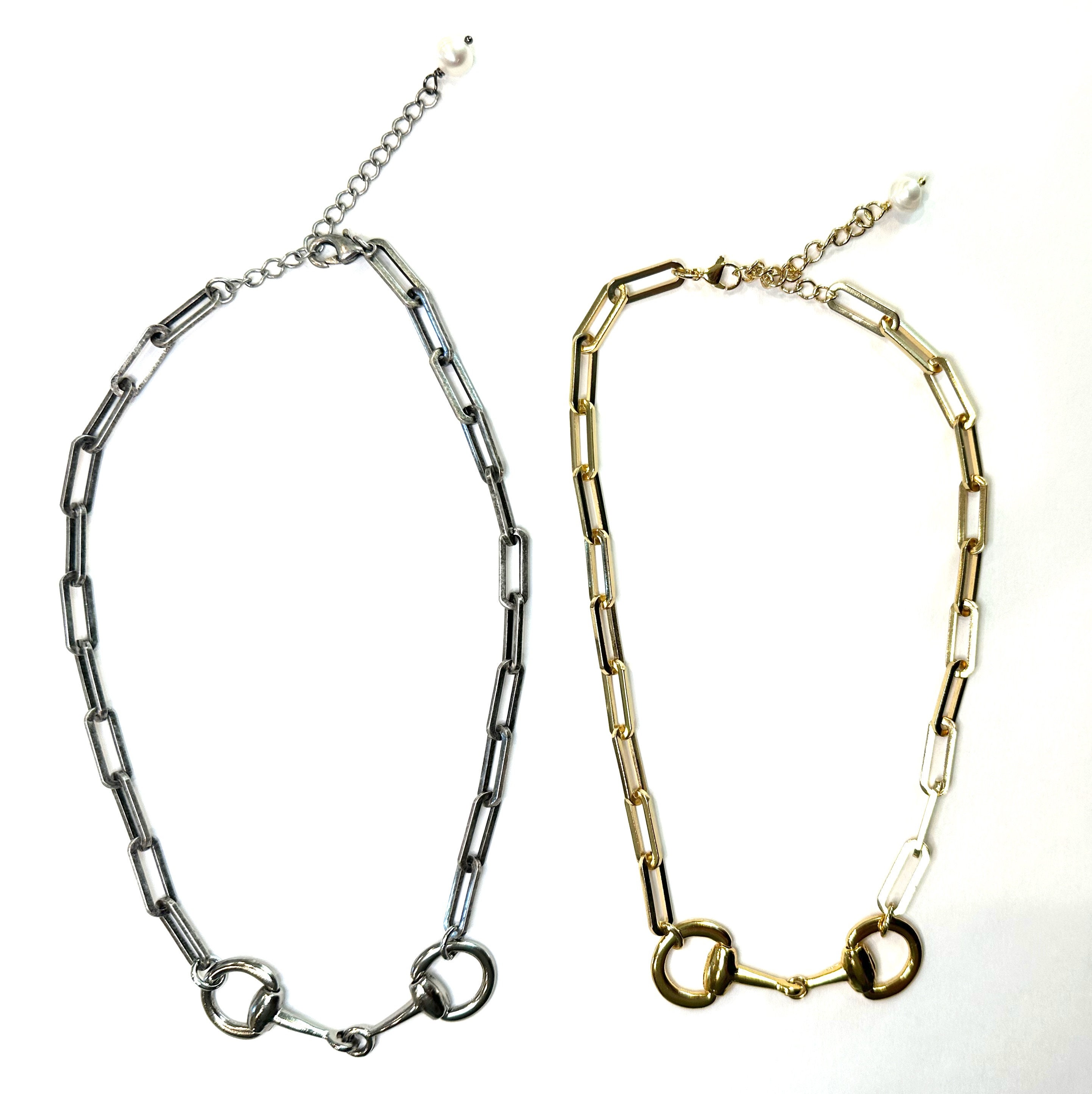 Equestrian Horse Snaffle Bit Antique Silver Paperclip Chain Necklace - Etsy