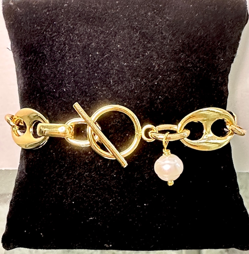 Equestrian Horse Snaffle Bit Shiny Gold Mariner Chain Bracelet W ...