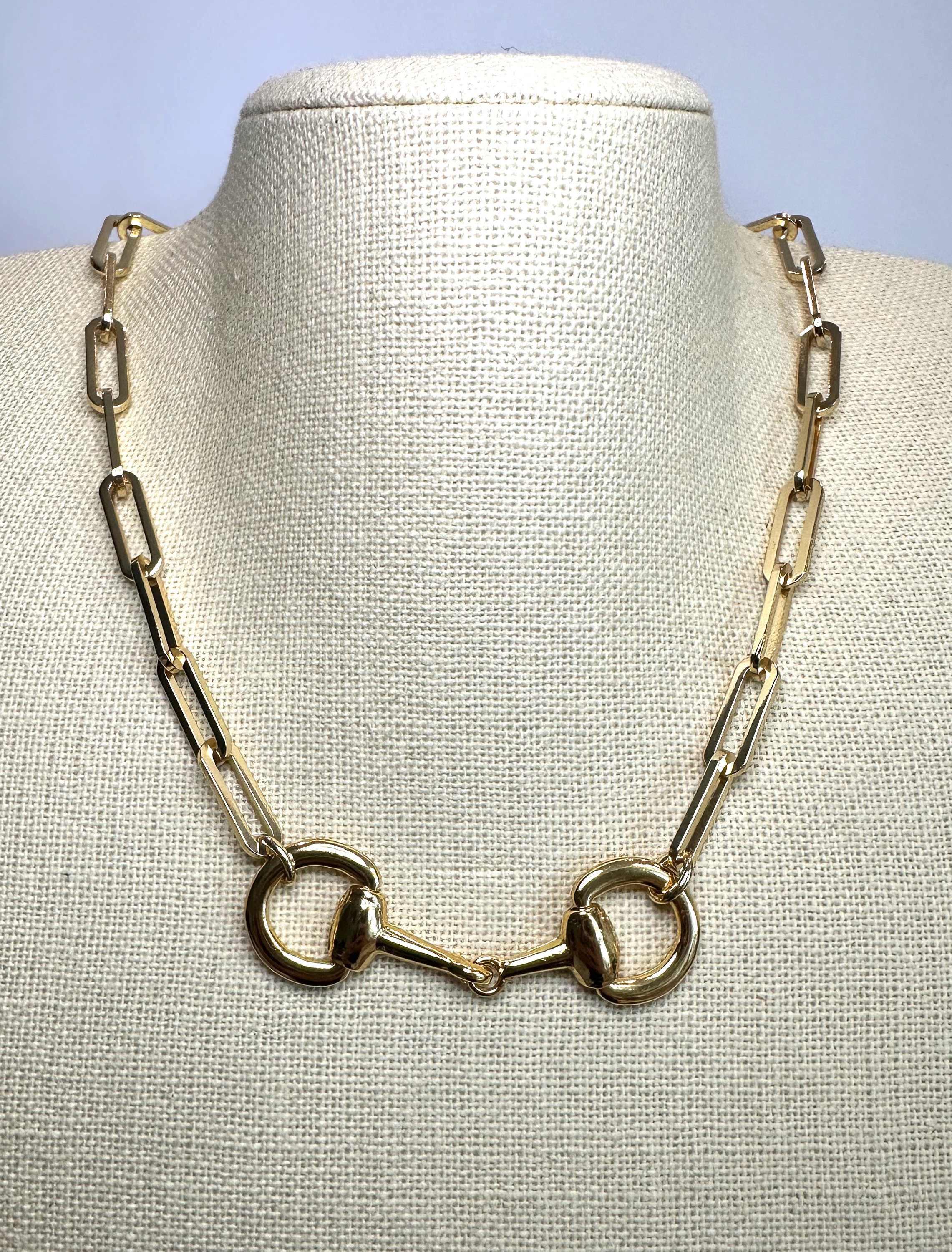 Equestrian Horse Snaffle Bit Shiny Gold Paperclip Chain Necklace - Etsy