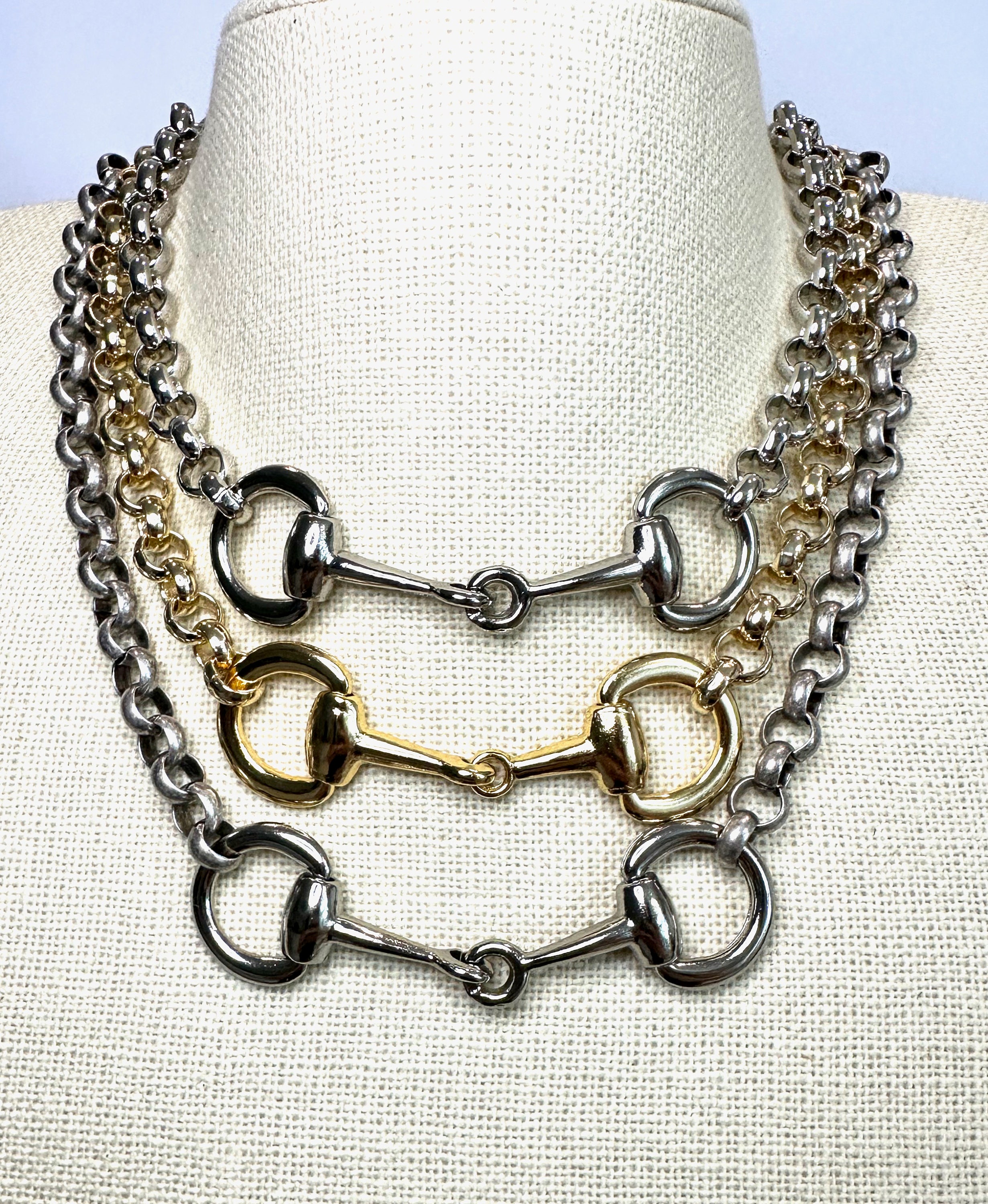 Equestrian Horse Snaffle Bit Shiny Silver Rollo Chain Necklace - Etsy