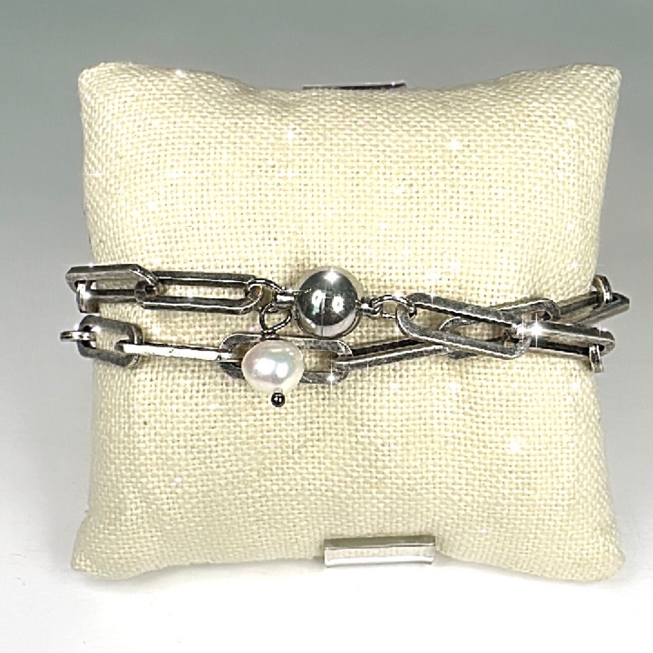 Equestrian Horse Snaffle Bit Antique Silver Paperclip Chain Double Wrap ...