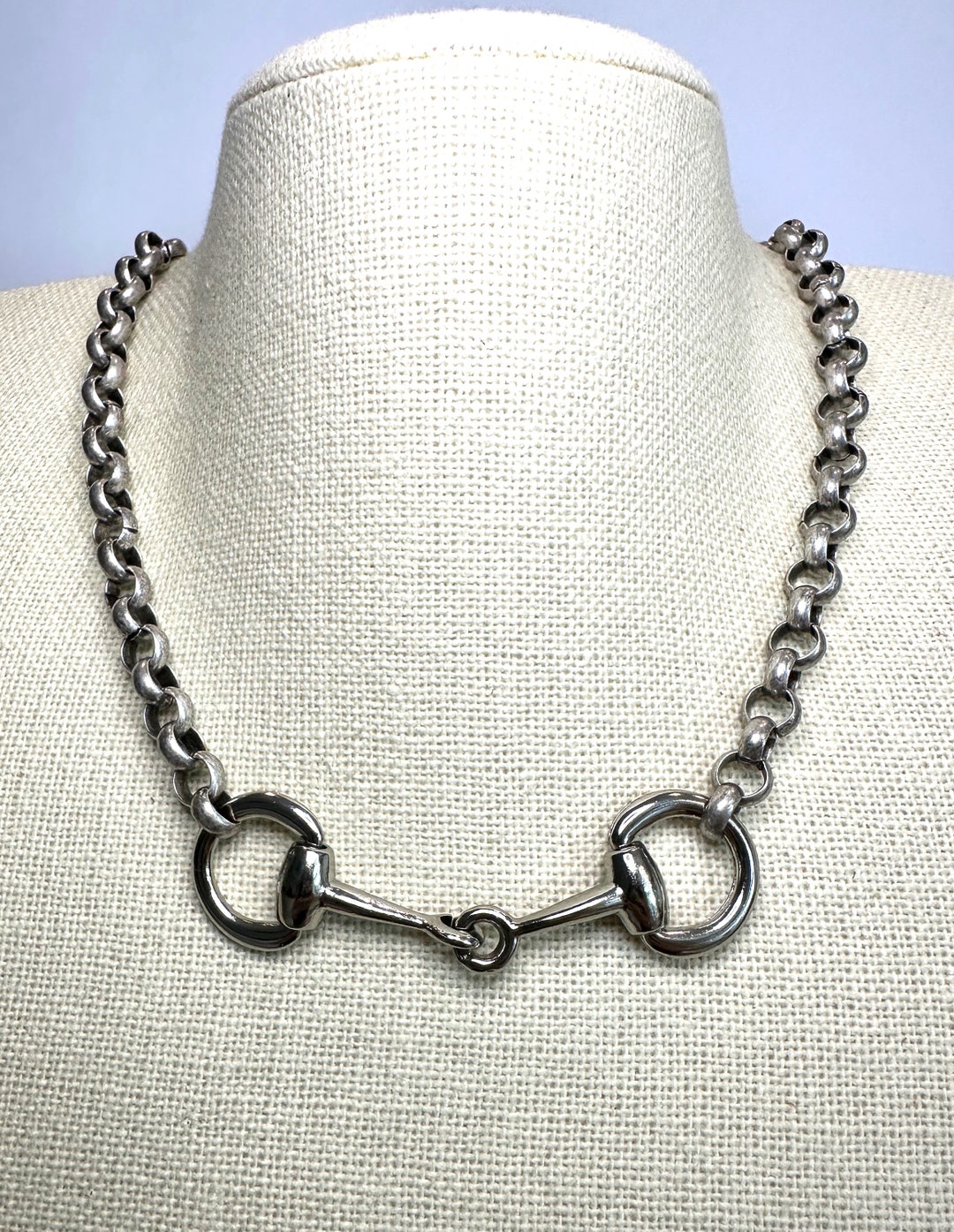 Equestrian Horse Snaffle Bit Antique Silver Rolo Chain Necklace - Etsy