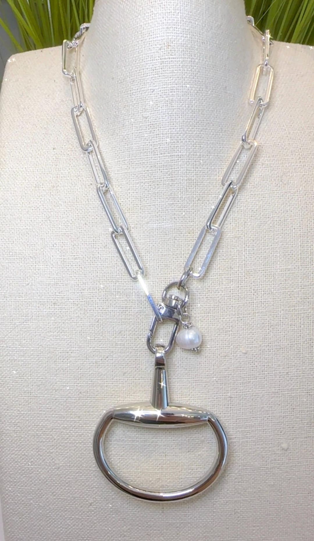 Equestrian Equine Horse Snaffle Bit Shiny Silver Rectangle Chain ...