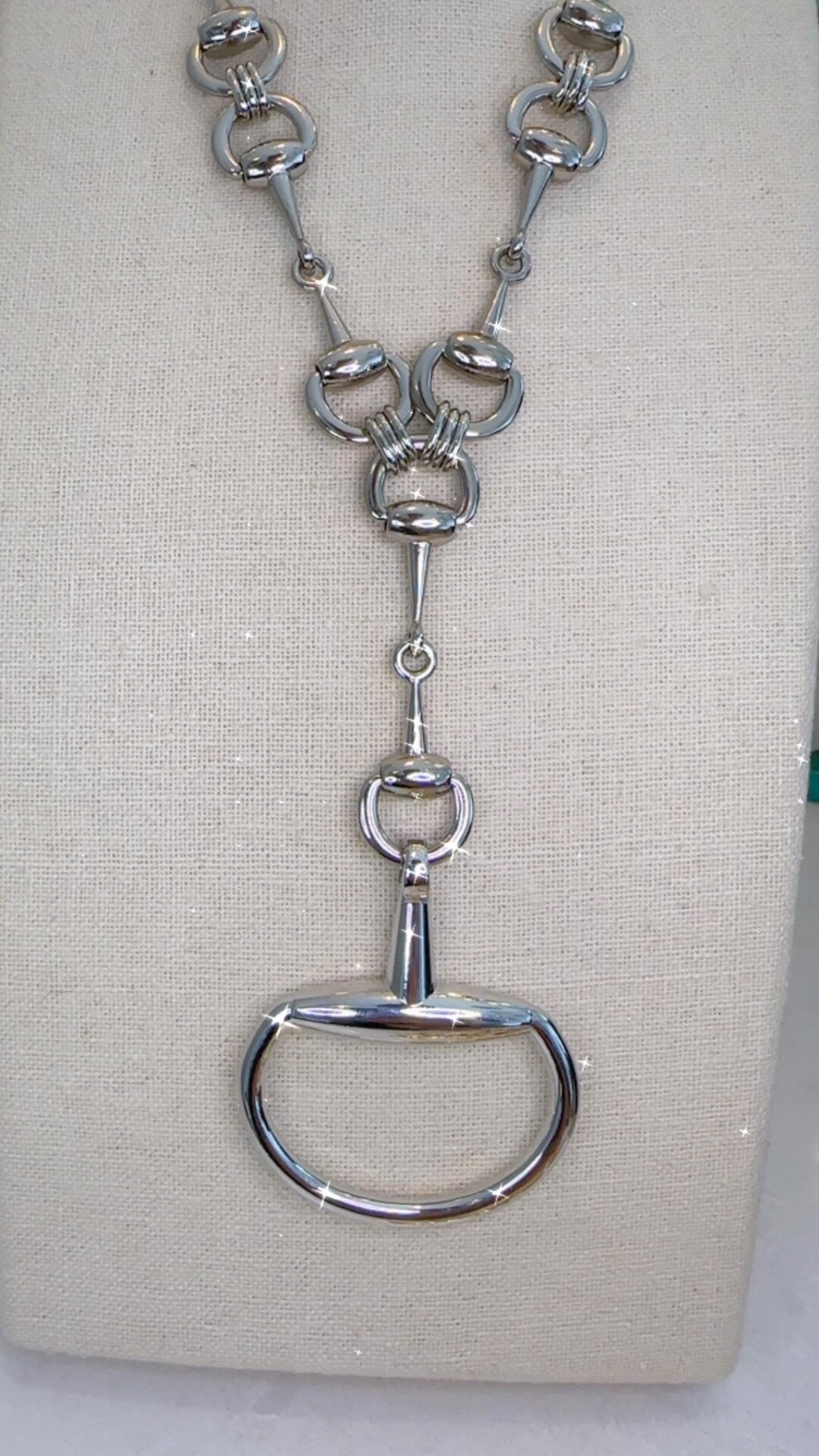 Equestrian Equine Horse Snaffle Bit “Y” Lariat Silver Necklace ...
