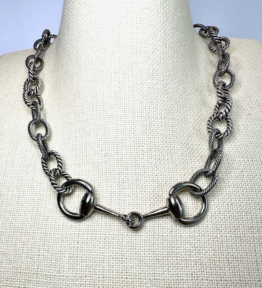 Equestrian Horse Snaffle Bit Antique Silver Rope Chain Necklace - Etsy
