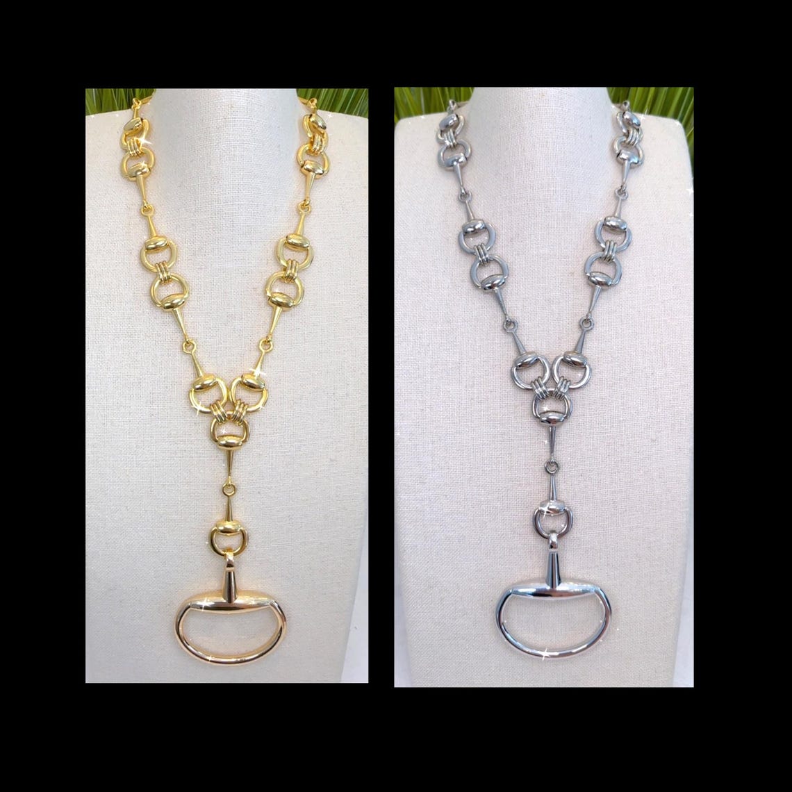 Equestrian Equine Horse Snaffle Bit “Y” Lariat Gold Necklace — Stunning ...