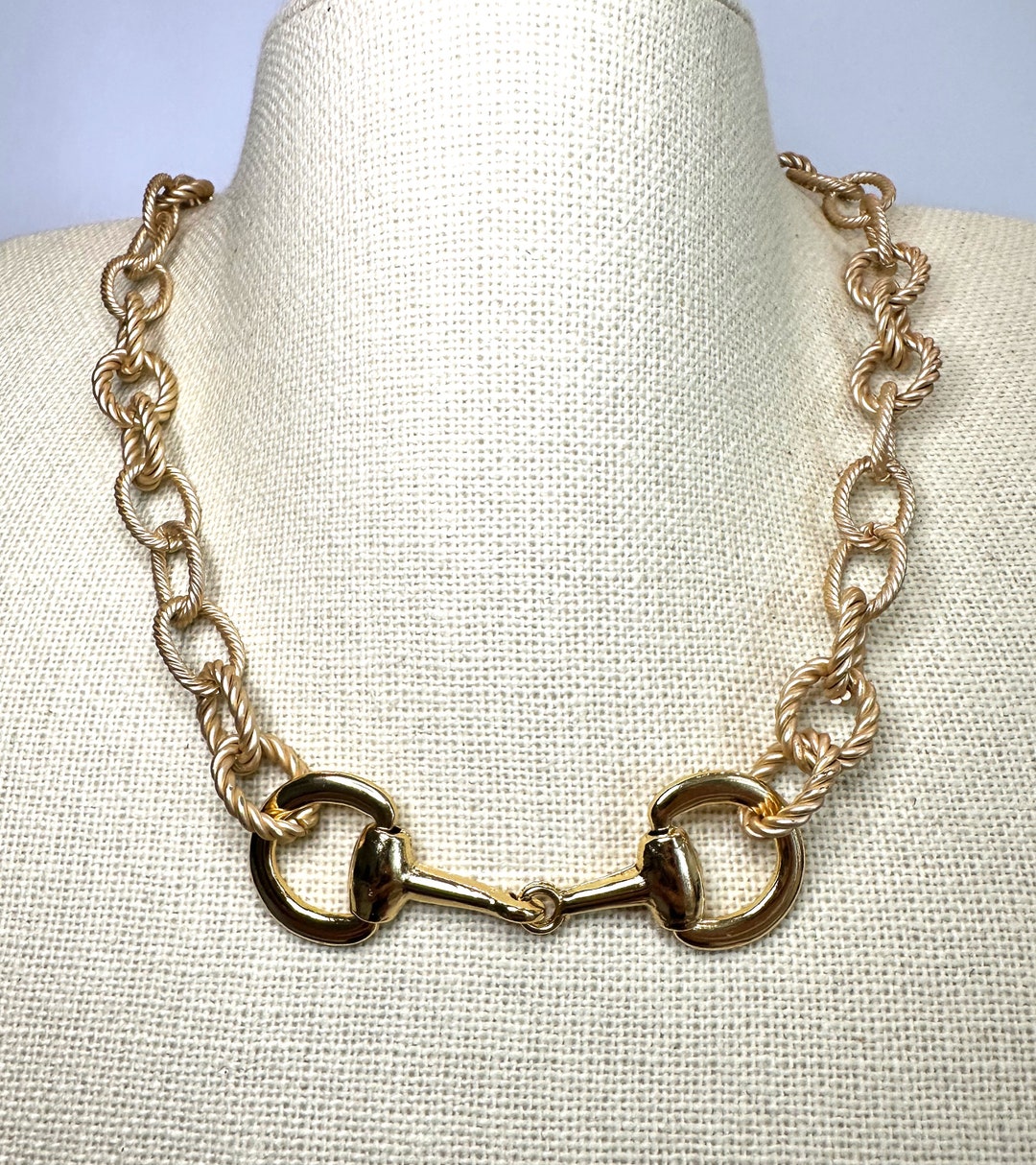 Equestrian Horse Snaffle Bit Matte Gold Rope Chain Necklace - Etsy