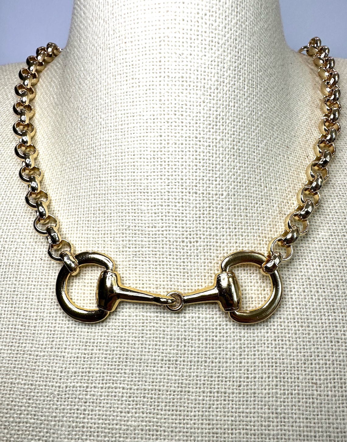 Equestrian Horse Snaffle Bit Shiny Gold Rolo Chain Necklace - Etsy