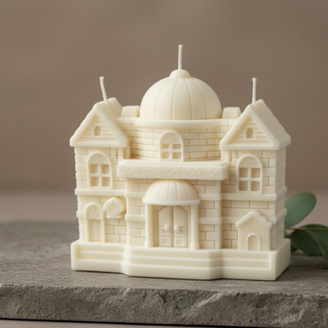 White Architecture Candle Castle, 100% Soy Wax Candle Handmade ...