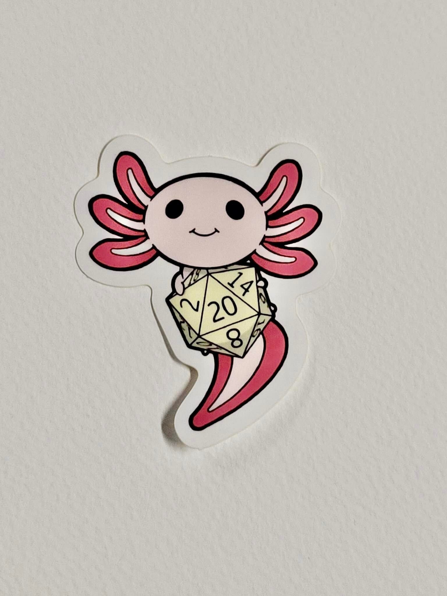 D20 Axolotl Sticker, Dungeons & Dragons Art, Sticker, Bullet Journal ...