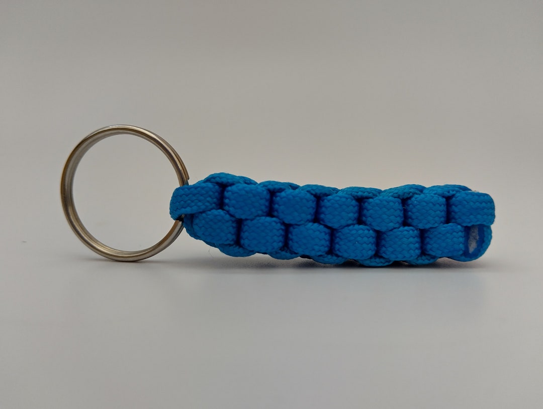 Paracord Keyring - Box Weave - Handmade Keychain - Blue With Colour ...