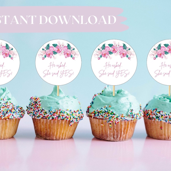 Engagement Cupcake Toppers Printable - Etsy
