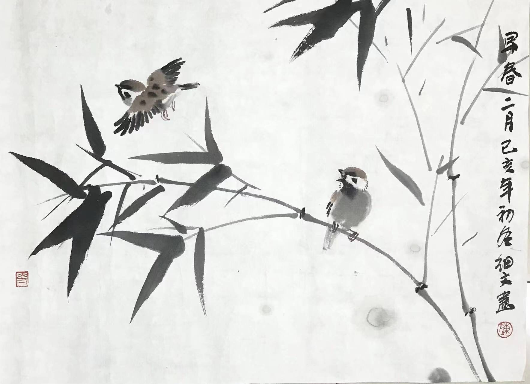 Chinese Birds Flying