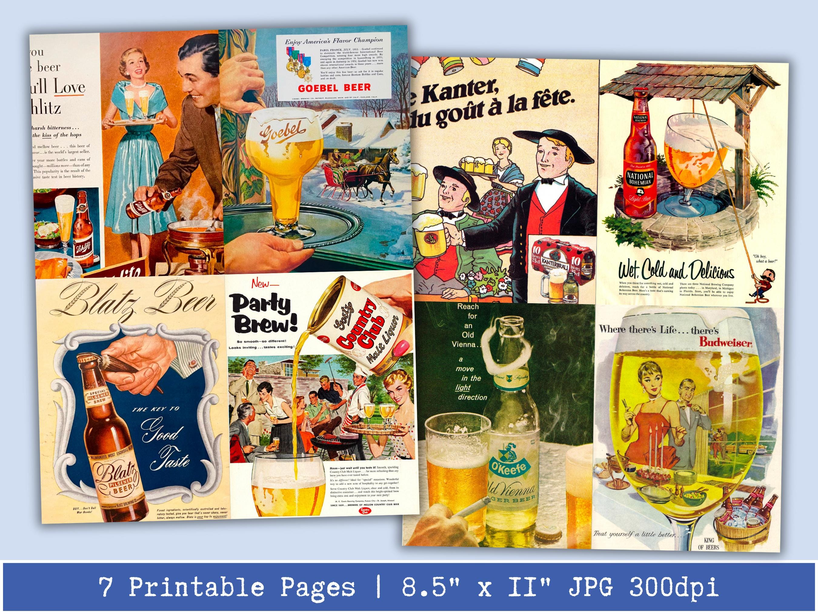 Vintage Alcohol Beer Whisky Ads Collage Printable | Retro Liquor ...