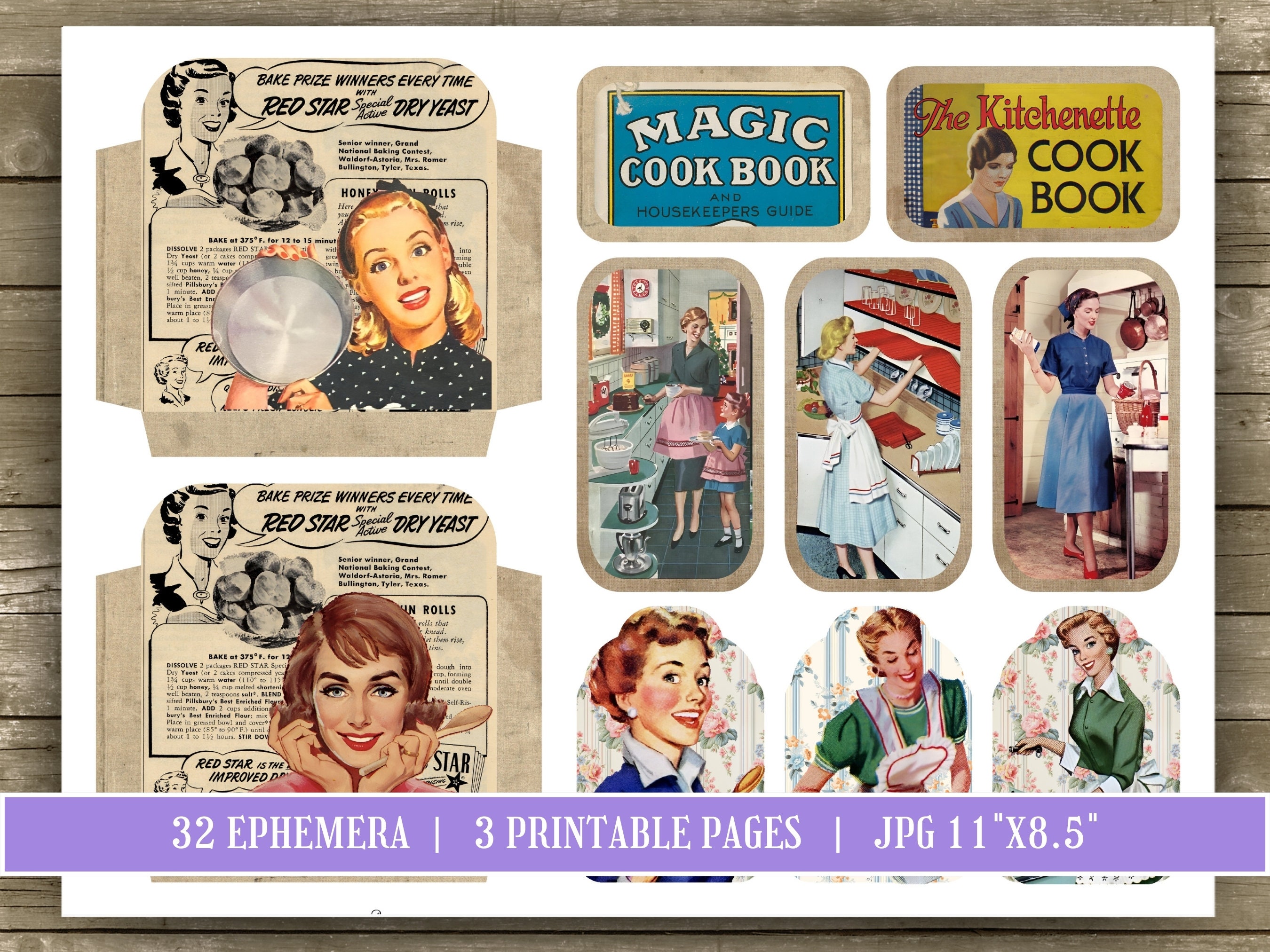 Retro Kitchen Vintage Cooking Junk Journal Kit | Scrapbooking ...