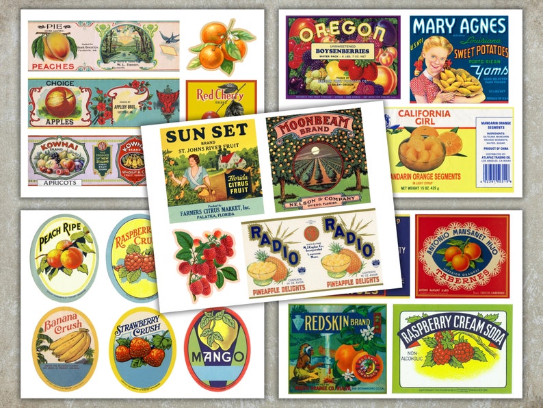 Vintage Fruit Crate Labels Collection Printable | Printable Junk ...