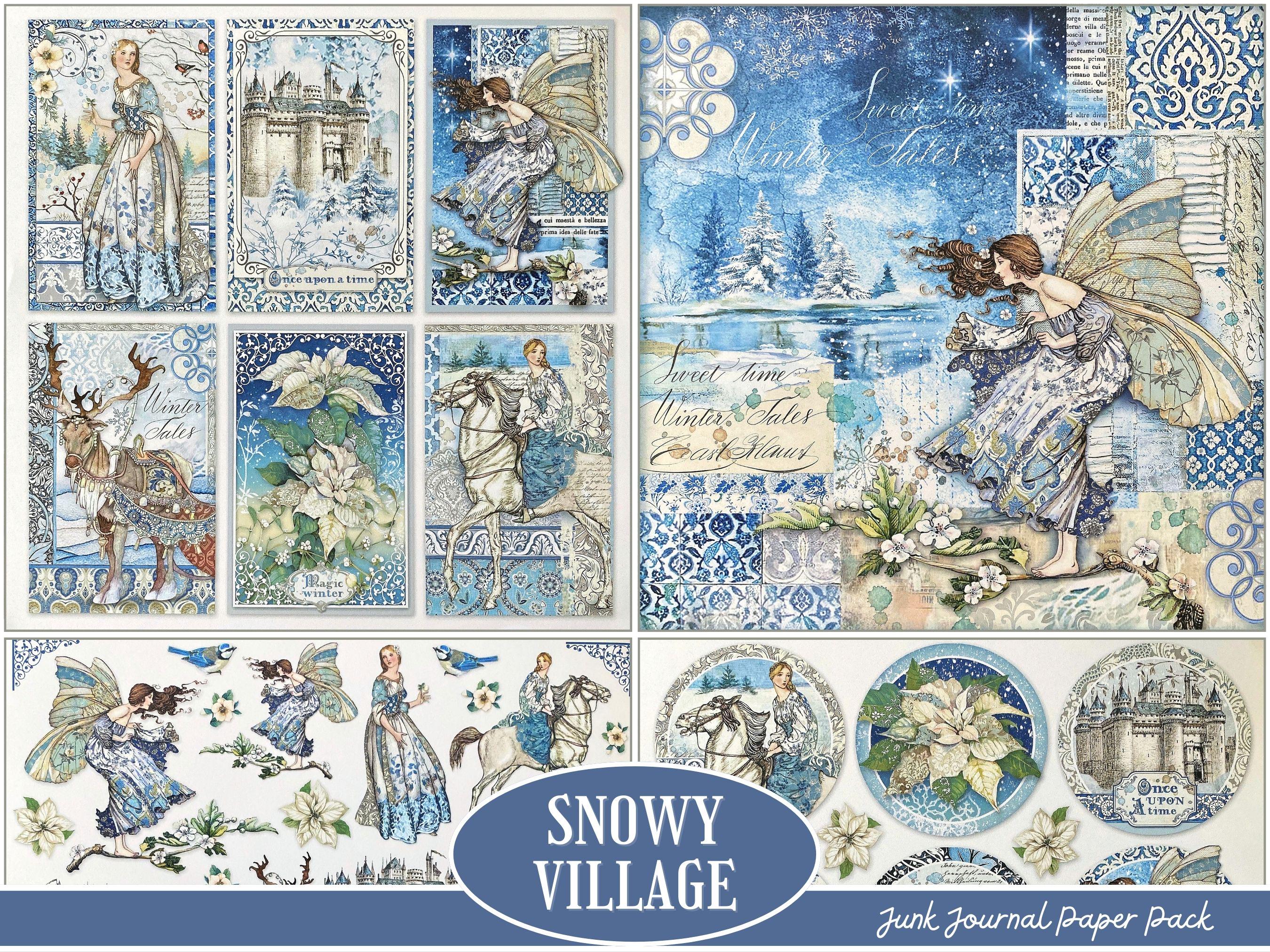 Snowy Village Digital Paper Pack | 22 Printable Collage Papers, Junk ...