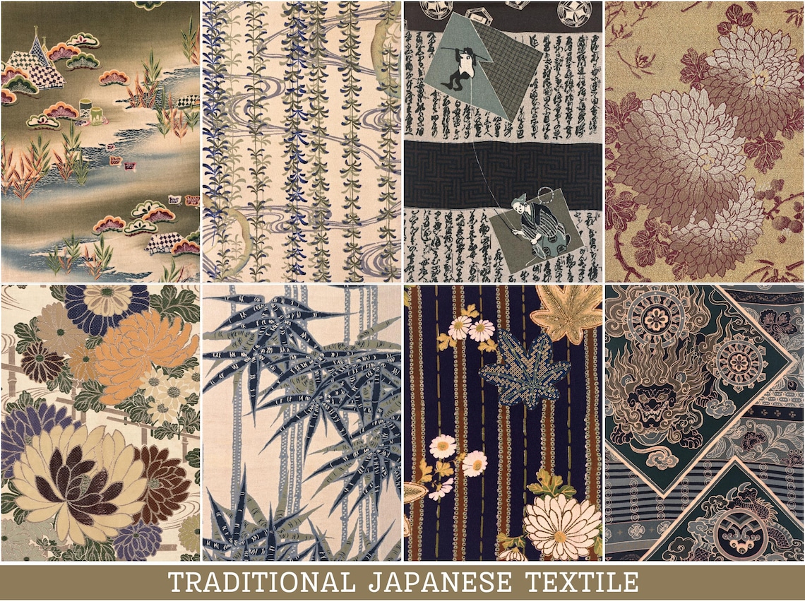 Traditional Japanese Textile Fabric Pattern Design Embellishment ...