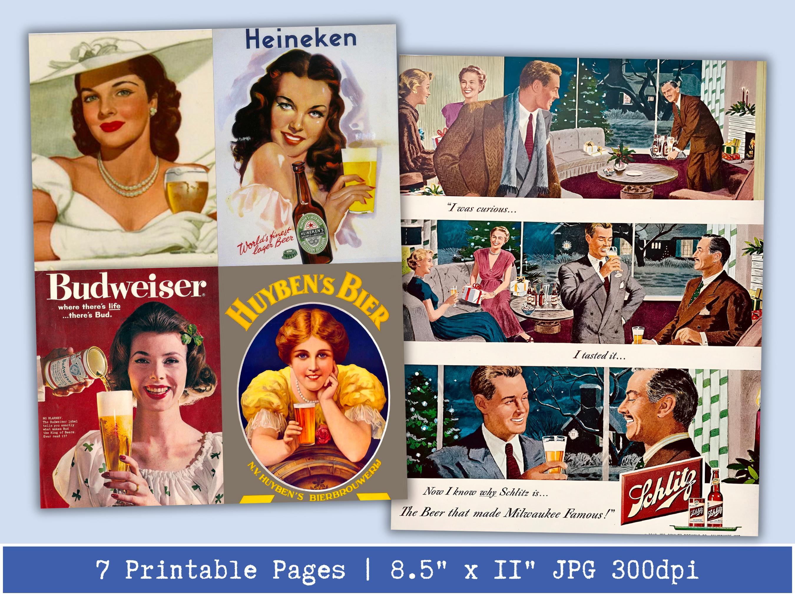Vintage Alcohol Beer Whisky Ads Collage Printable | Retro Liquor ...