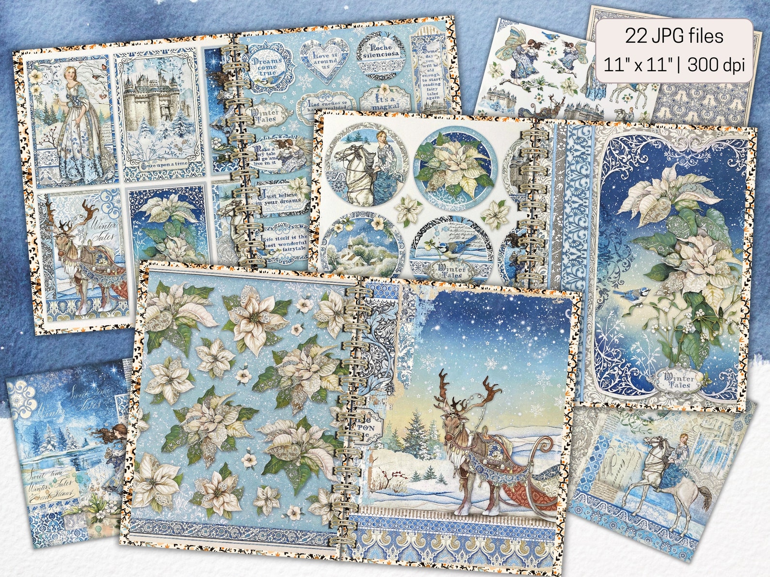 Snowy Village Digital Paper Pack | 22 Printable Collage Papers, Junk ...