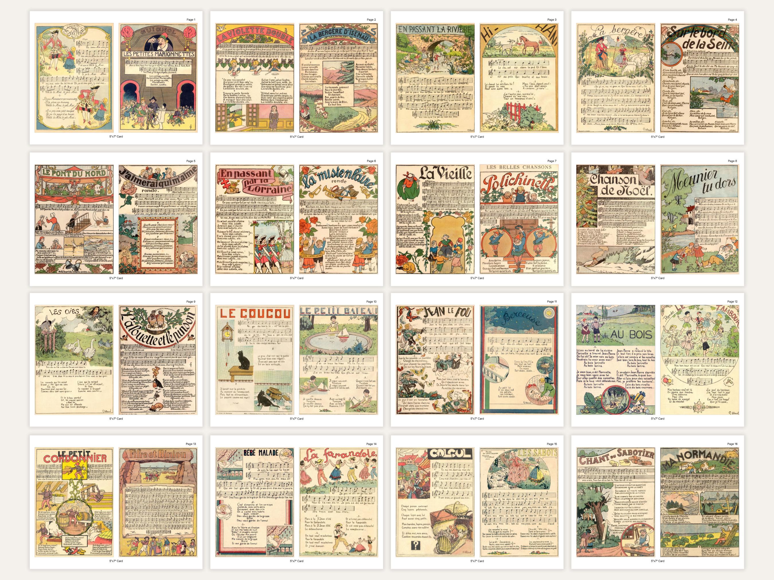25 Pages French Music Sheet Printable | Retro Ephemera Embellishment ...